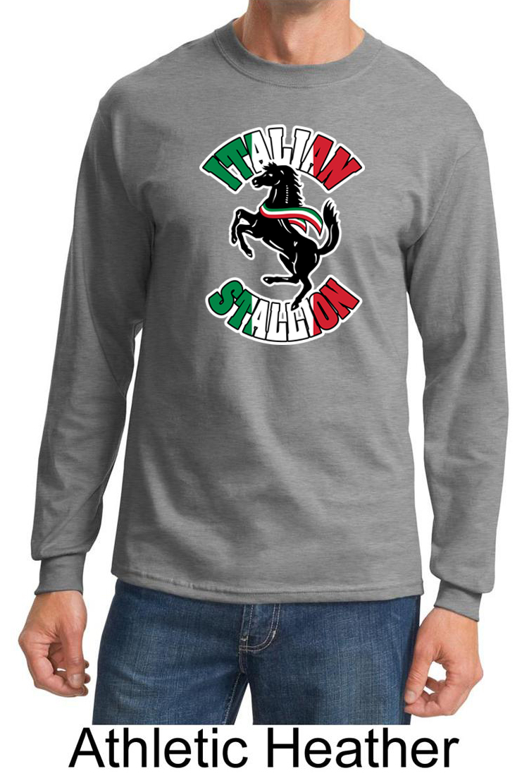 Mens Shirt Italian Stallion Long Sleeve Tee T-Shirt - Italian Stallion ...