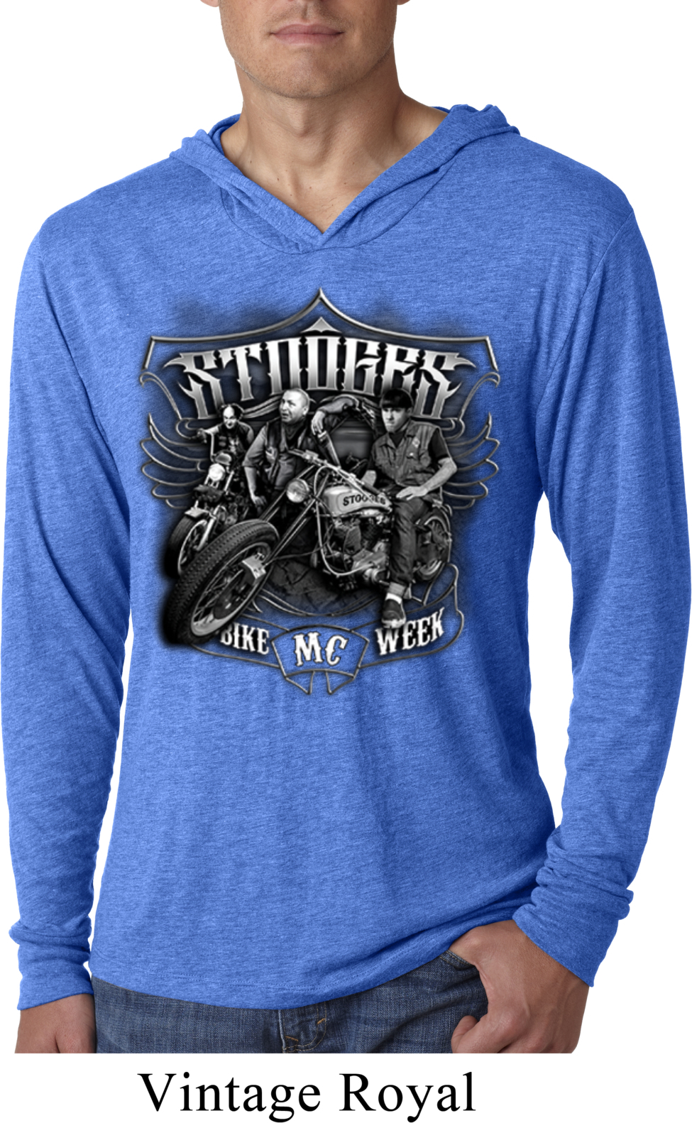 Mens Shirt Stooges Bike Week Lightweight Hoodie Tee T-Shirt - Stooges ...
