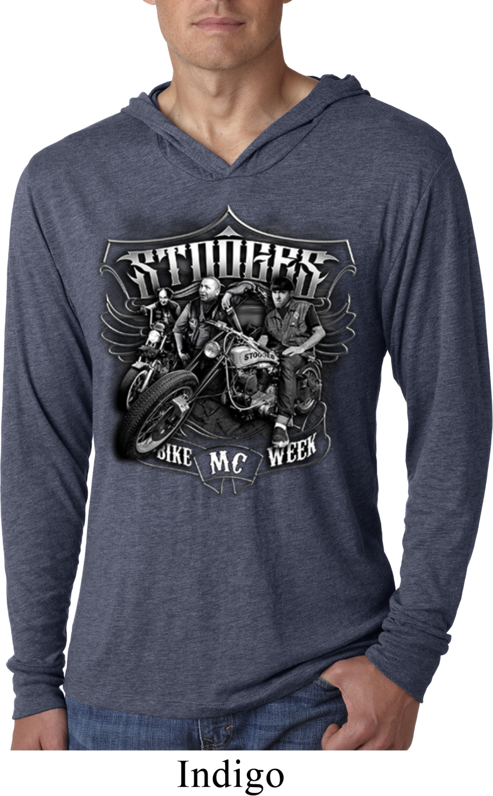 Mens Shirt Stooges Bike Week Lightweight Hoodie Tee T-Shirt - Stooges ...