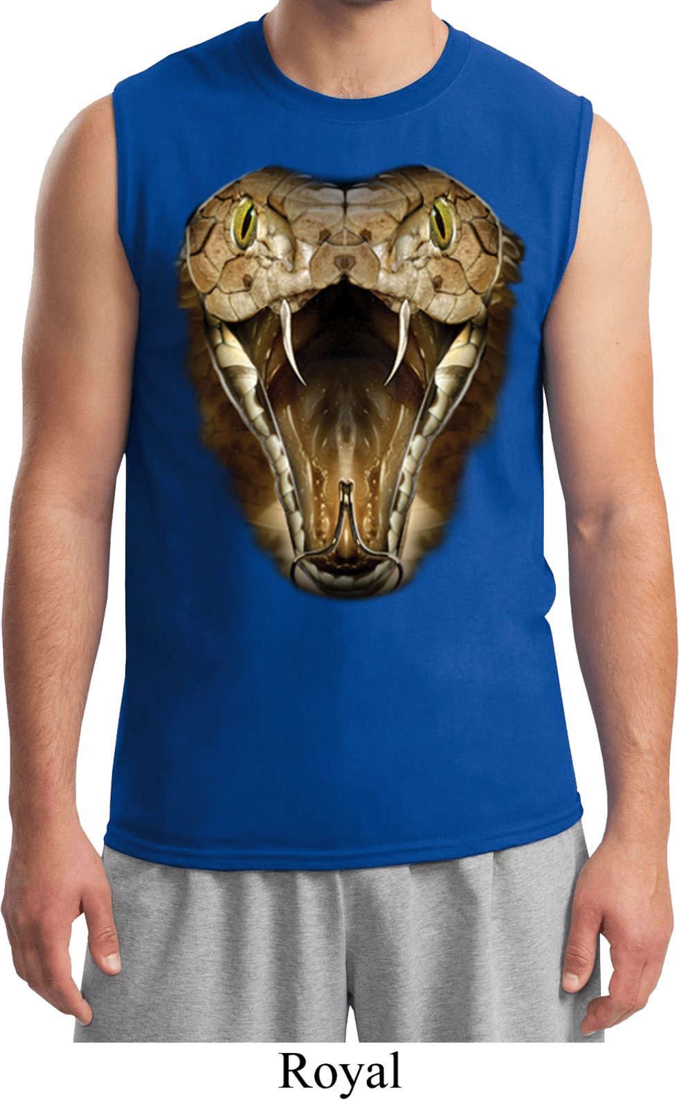 Mens Snake Shirt Big Cobra Snake Face Muscle Tee T-Shirt - Cobra Snake ...