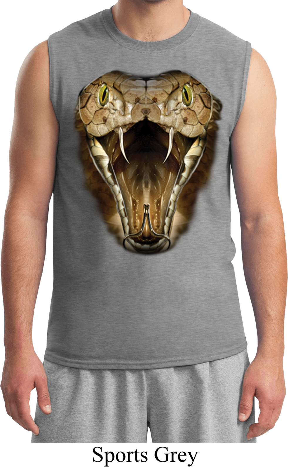 Mens Snake Shirt Big Cobra Snake Face Muscle Tee T-Shirt - Cobra Snake ...