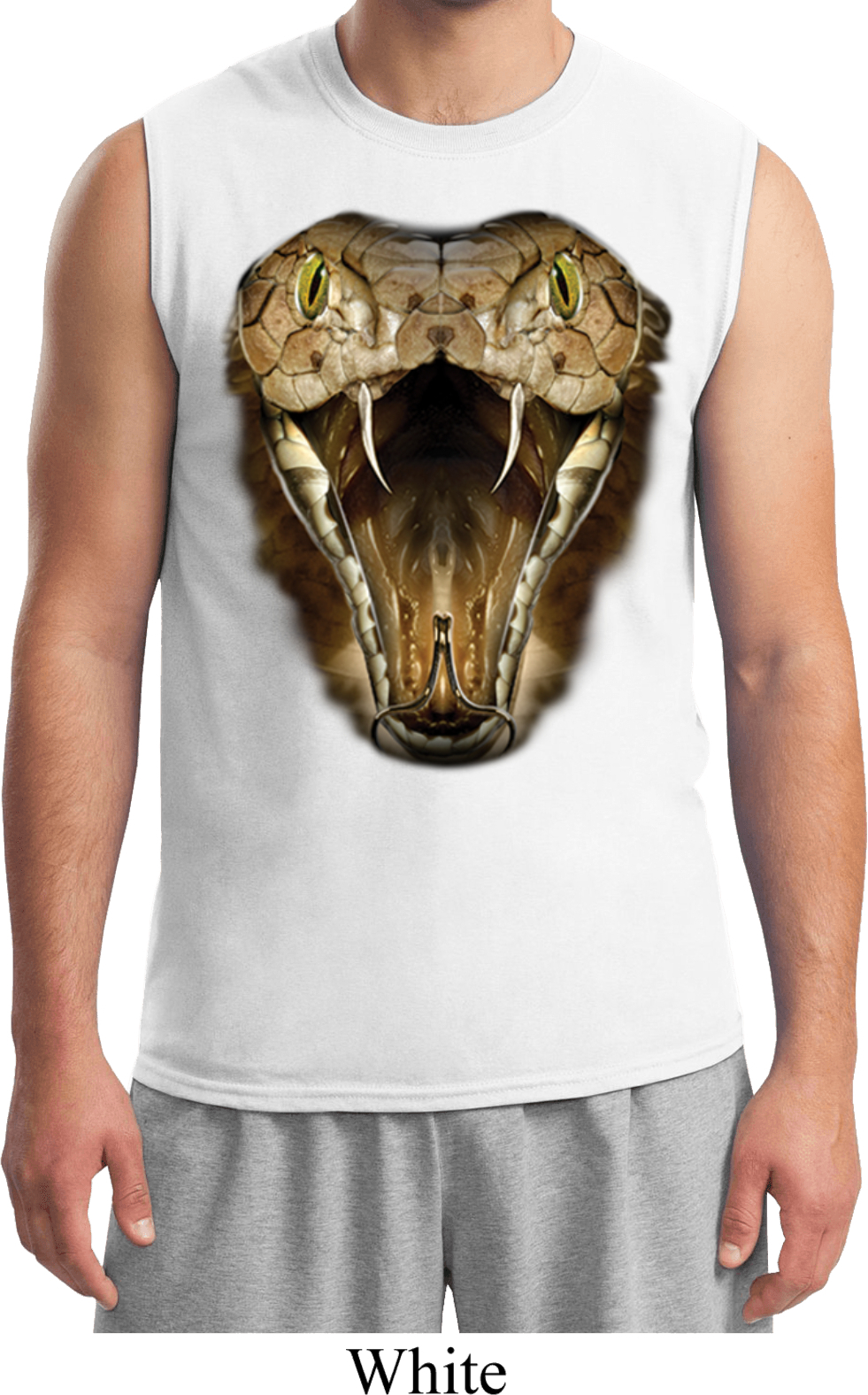 Mens Snake Shirt Big Cobra Snake Face Muscle Tee T-Shirt - Cobra Snake ...