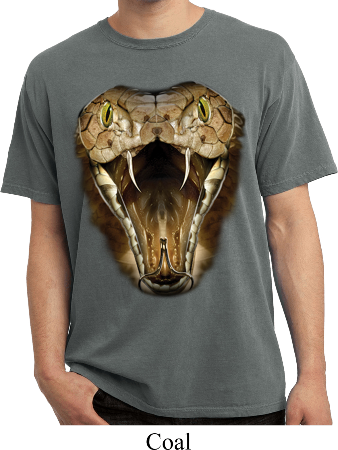 Mens Snake Shirt Big Cobra Snake Face Pigment Dyed Tee T-Shirt - Cobra ...