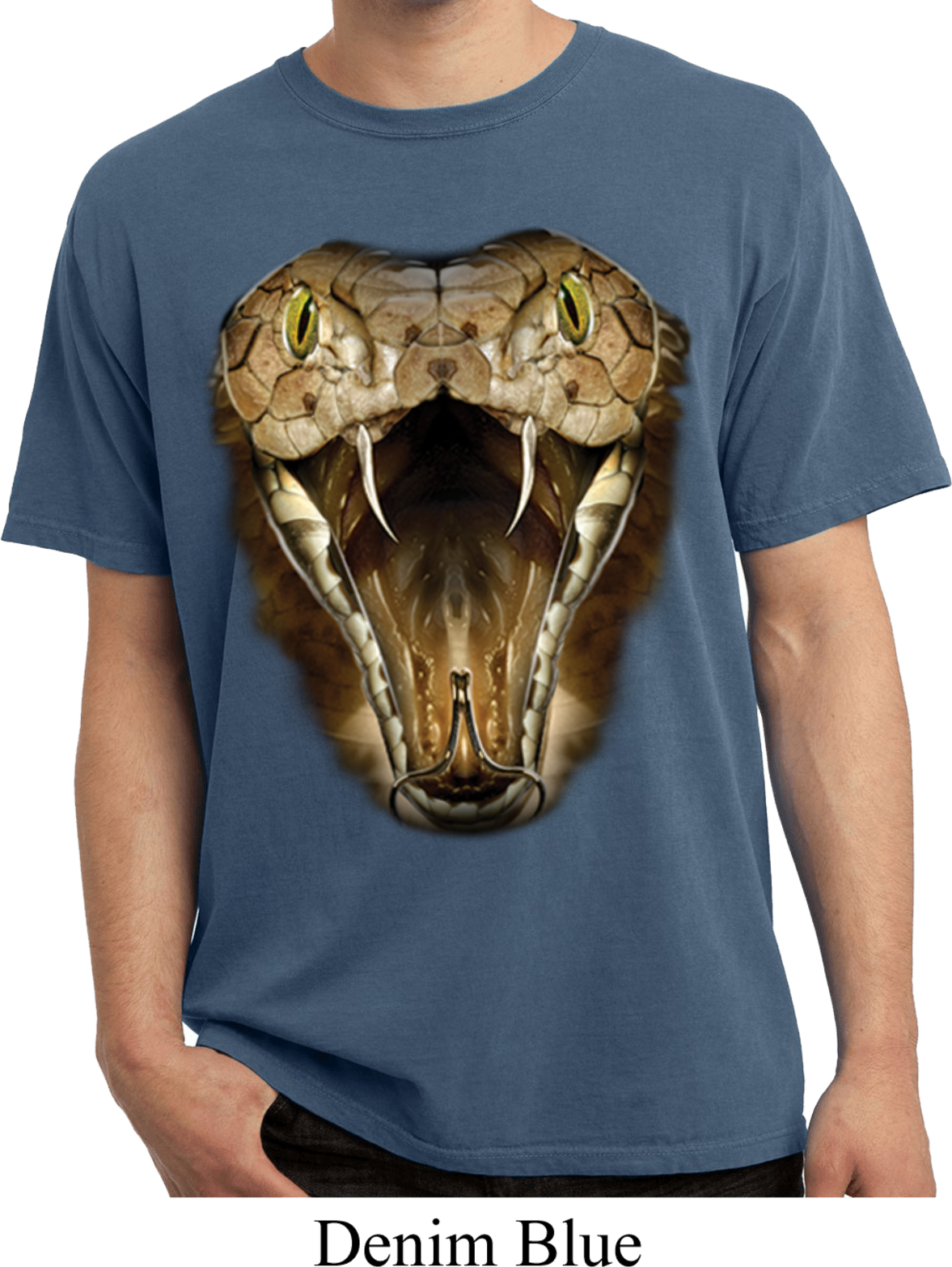 Mens Snake Shirt Big Cobra Snake Face Pigment Dyed Tee T-Shirt - Cobra ...