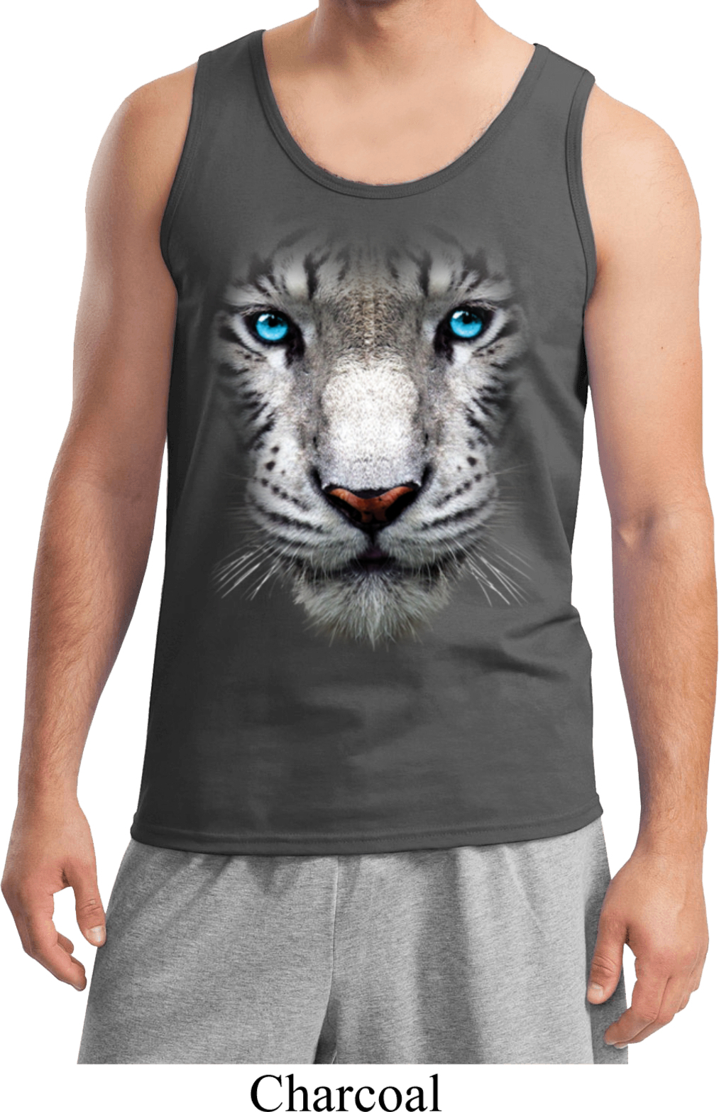 Mens White Tiger Tanktop Big White Tiger Face Tank Top - Big White ...