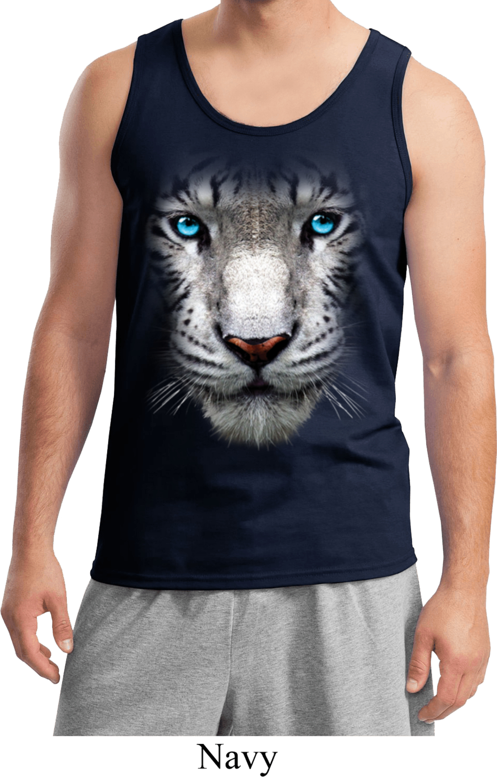 Mens White Tiger Tanktop Big White Tiger Face Tank Top - Big White ...