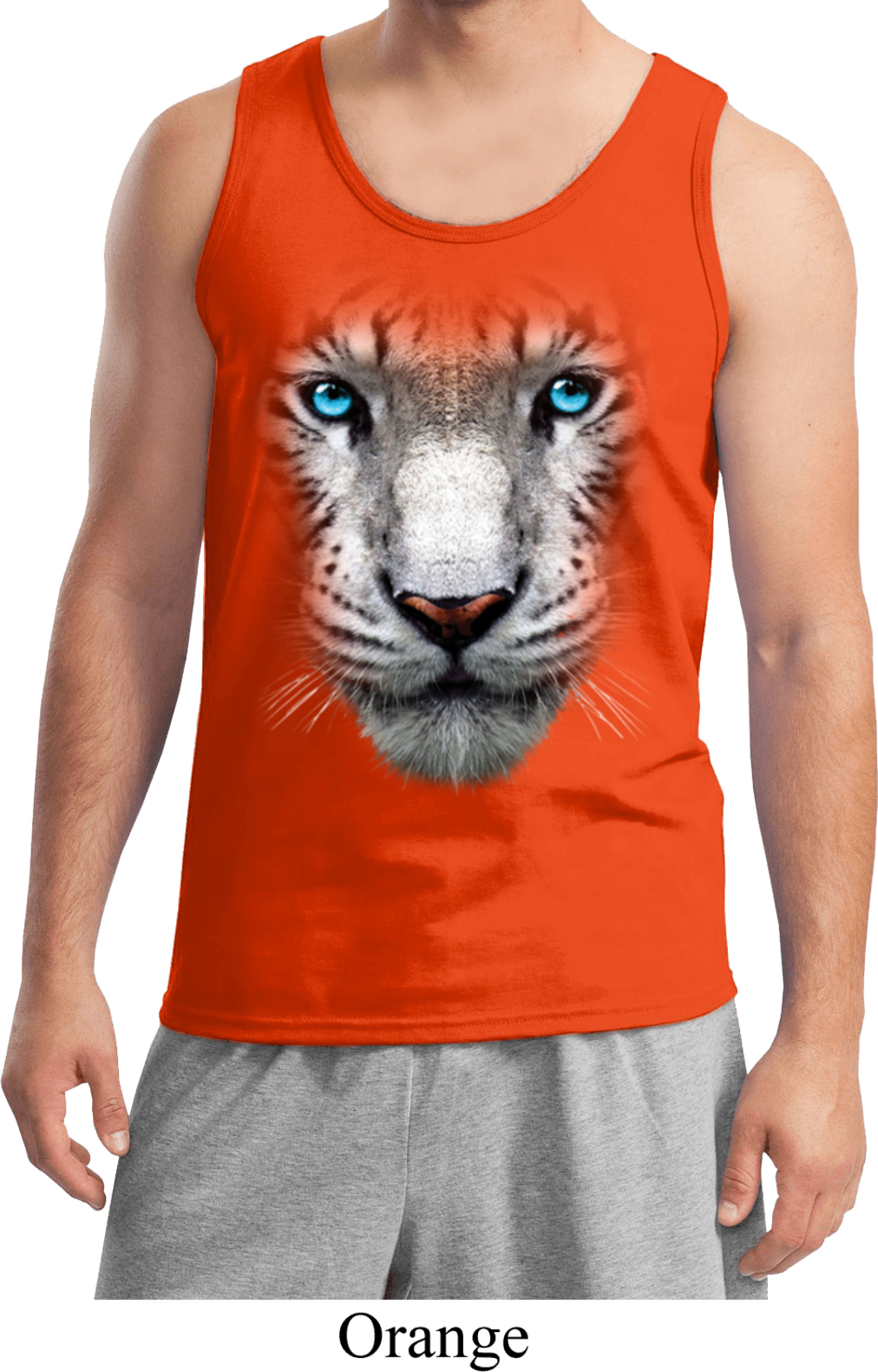 Mens White Tiger Tanktop Big White Tiger Face Tank Top - Big White ...