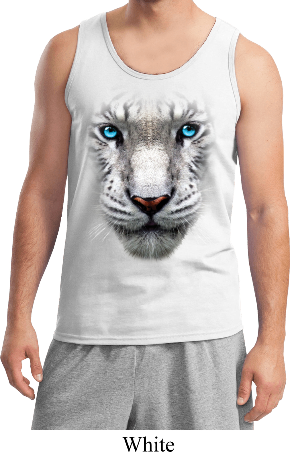 Mens White Tiger Tanktop Big White Tiger Face Tank Top - Big White ...