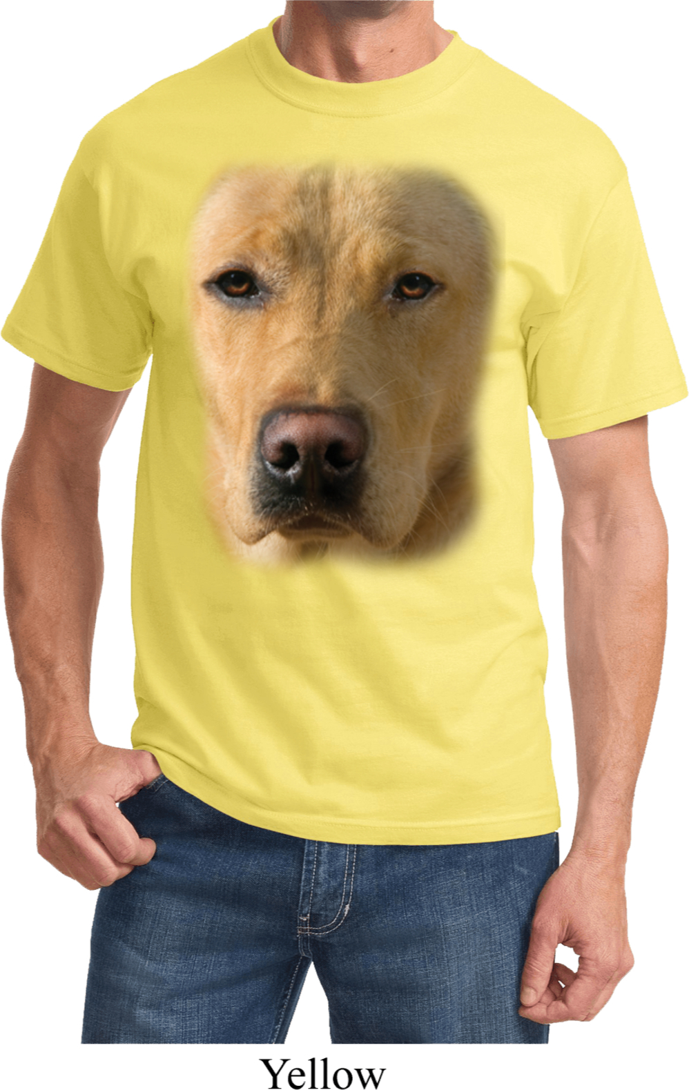 Mens Yellow Lab Shirt Big Yellow Lab Face Tee T-Shirt - Big Yellow Lab ...