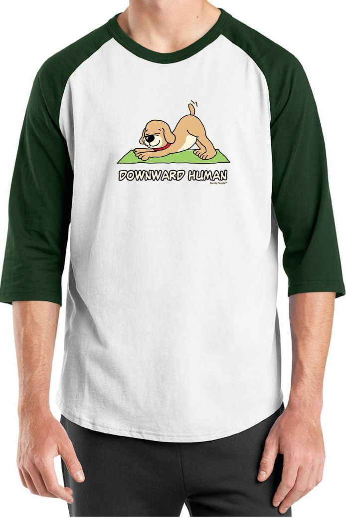 Mens Yoga Shirt Downward Human Raglan Tee T-Shirt - Downward Human Mens ...