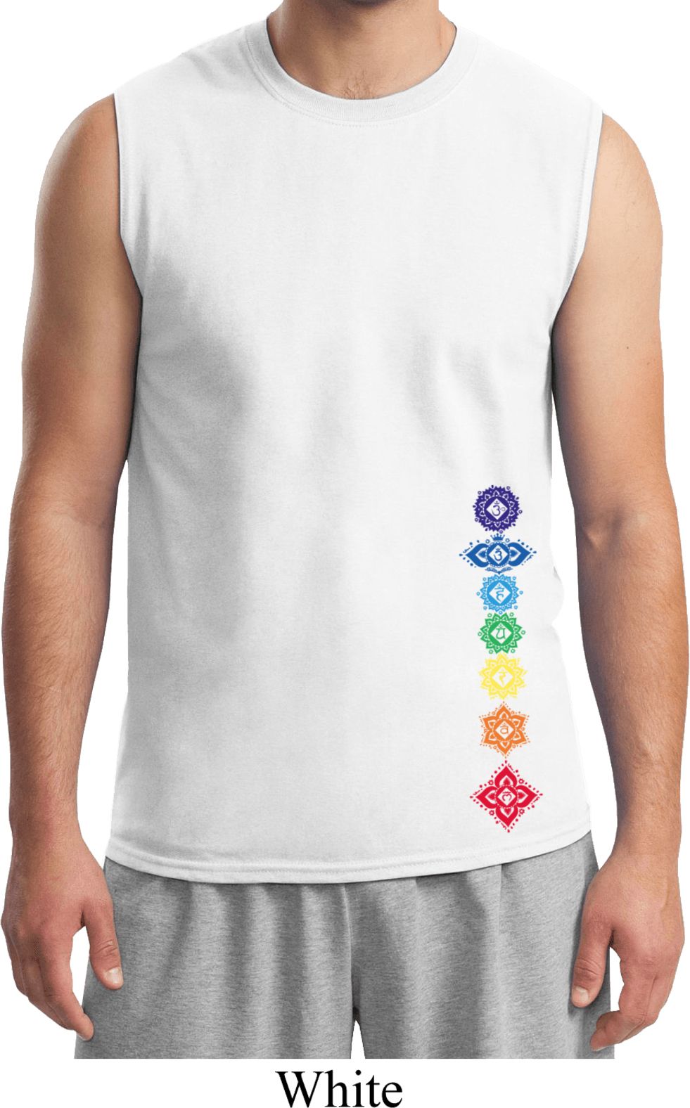 Mens Yoga Shirt Floral Chakras Bottom Print Muscle Tee T-Shirt - Floral ...