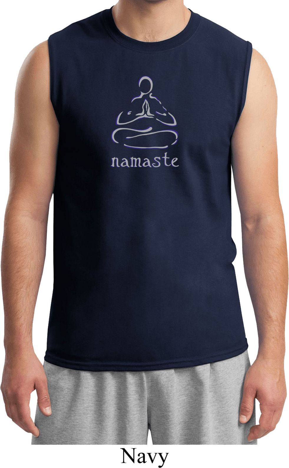 Mens Yoga Shirt Namaste Lotus Pose Muscle Tee T-Shirt - Namaste Lotus ...