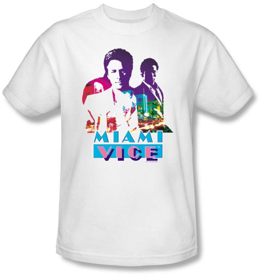 Miami Vice T-shirt Crockett And Tubbs Adult White Tee Shirt - Miami ...