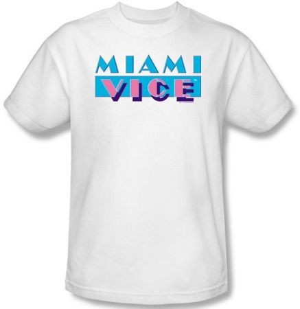 Miami Vice T-shirt Logo Classic Adult White Tee Shirt - Miami Vice Shirts