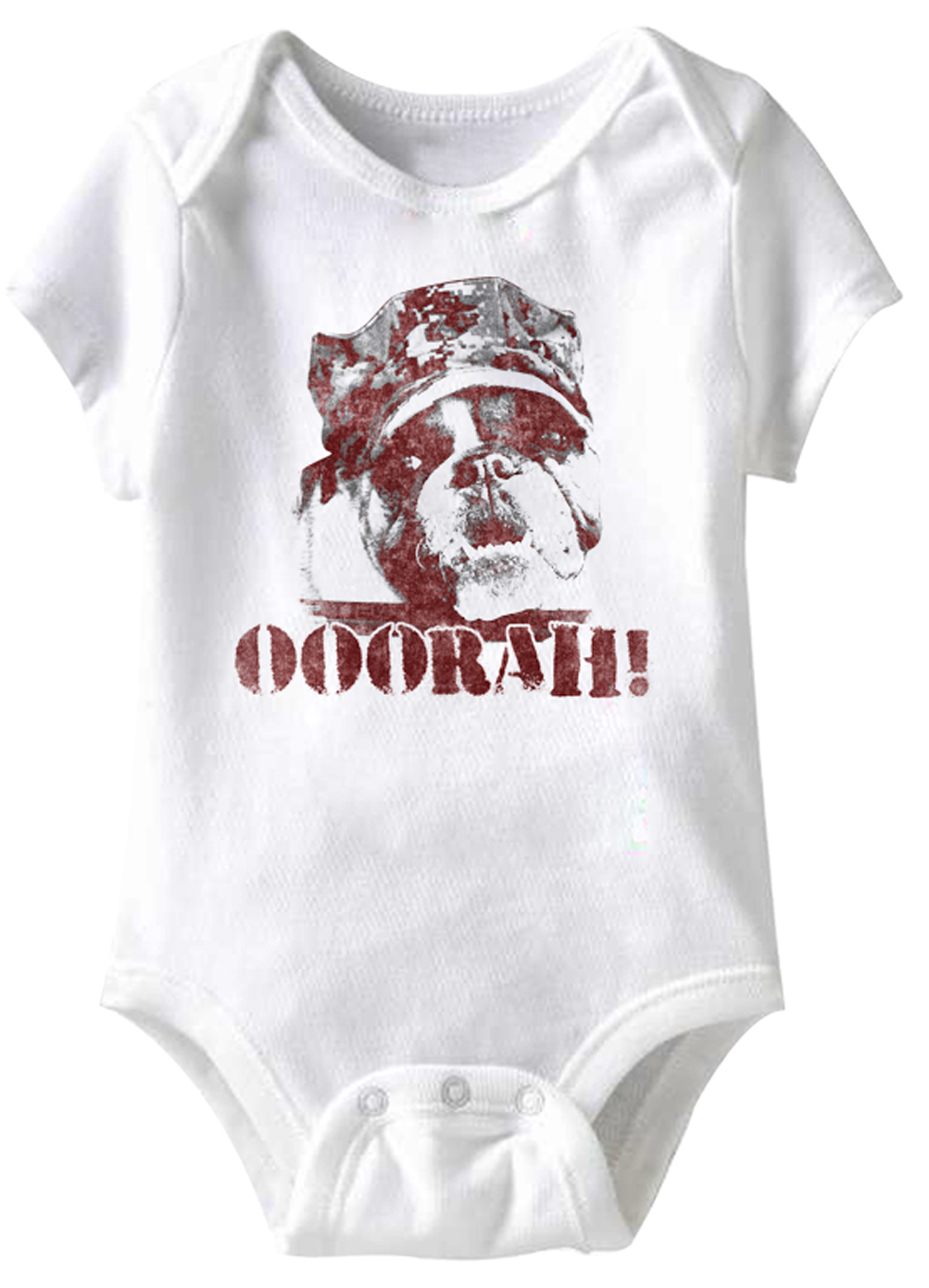 Military Bulldog Ooorah Funny Baby Romper White Infant Babies Creeper ...