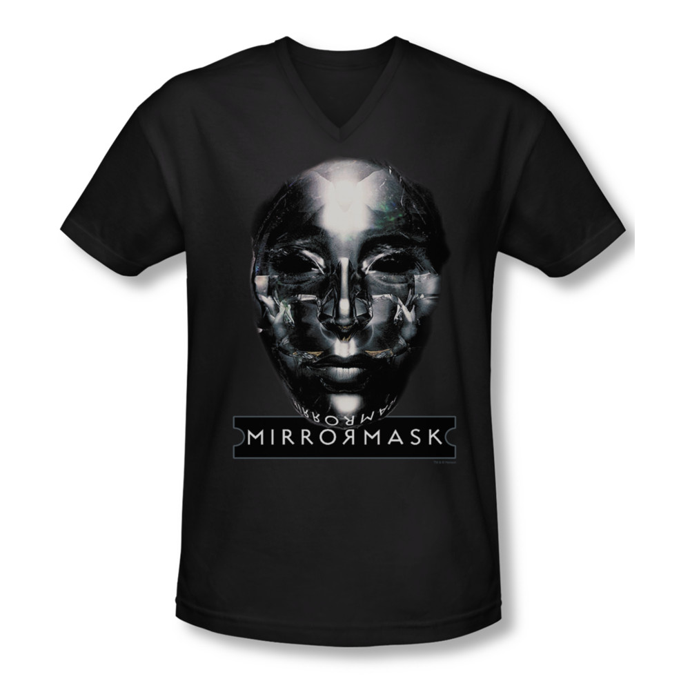 Mirrormask Shirt Slim Fit V Neck Mask Black Tee T-Shirt - Mirrormask ...