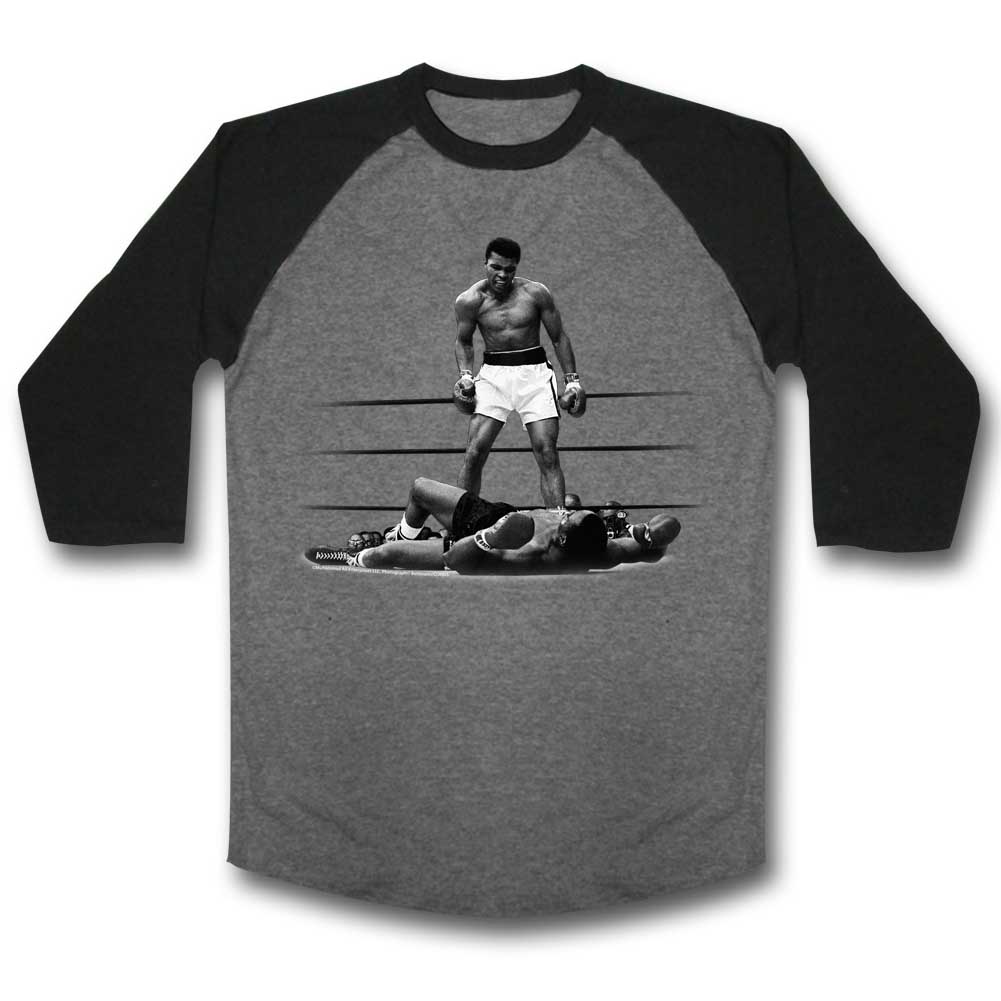 Muhammad Ali Shirt Raglan Victory Grey/Black Shirt - Muhammad Ali Shirts