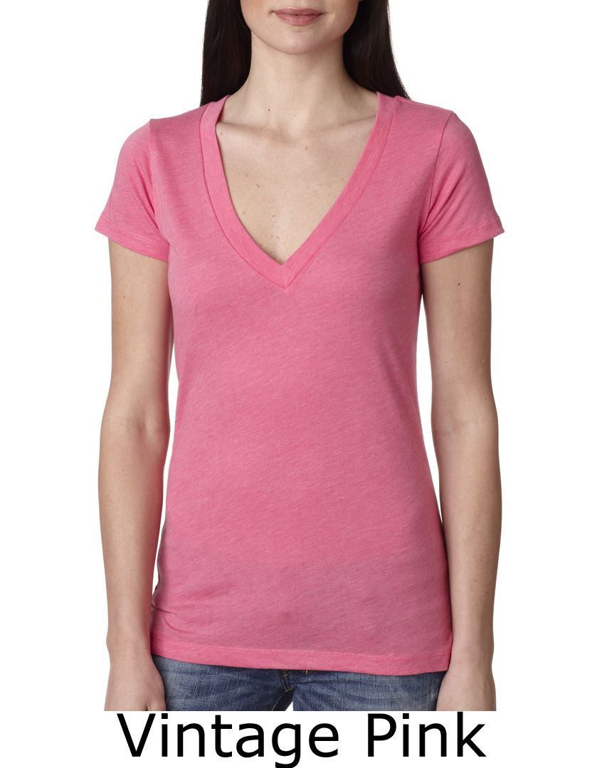 Next Level Ladies T-Shirt Tri-Blend Deep V-Neck Tee Shirt - Next Level ...