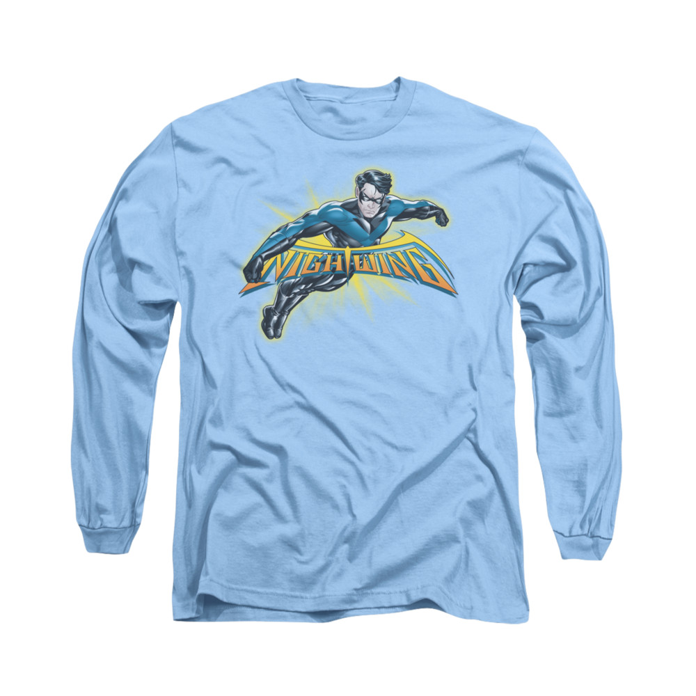 Nightwing DC Comics Shirt Burst Long Sleeve Carolina Blue Tee T-Shirt ...