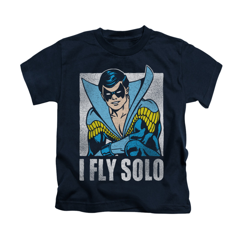 Nightwing DC Comics Shirt Fly Solo Kids Navy Blue Youth Tee T-Shirt ...
