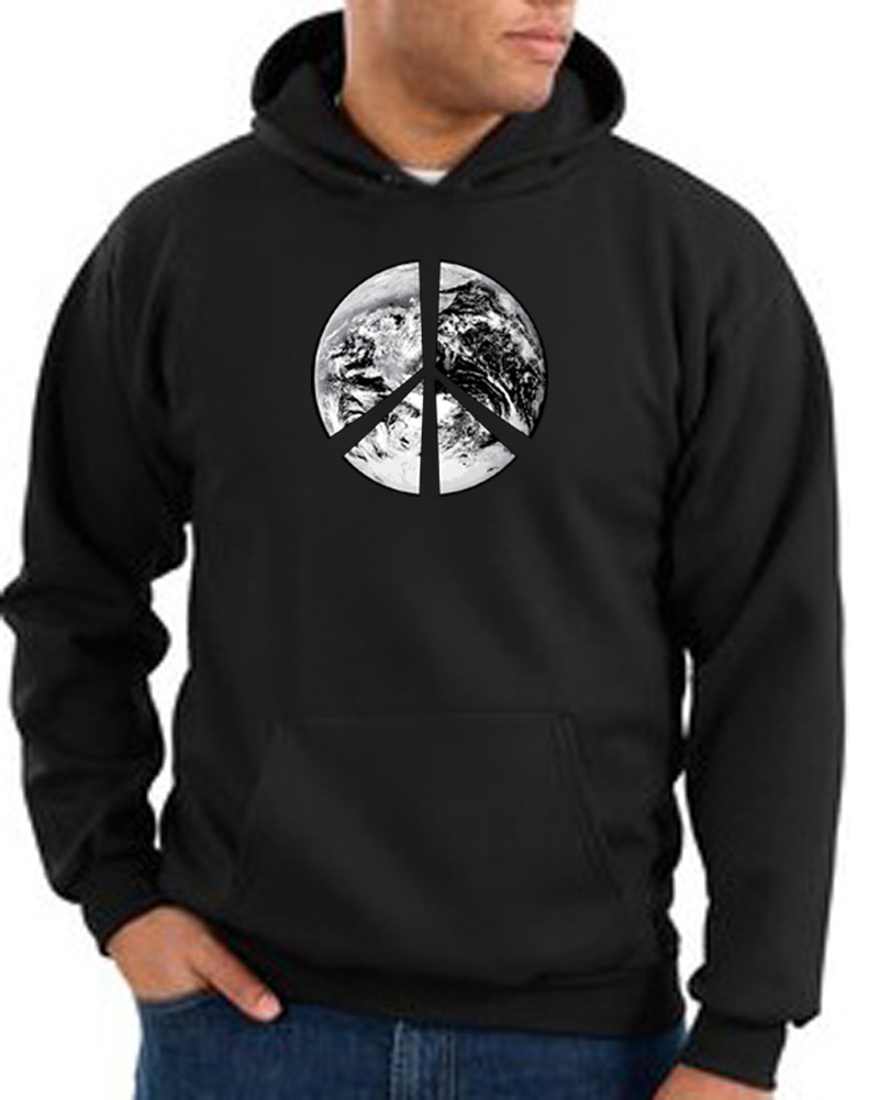 Peace Sign Hoodie Sweatshirt Earth Satellite Image Symbol Black Hoody ...