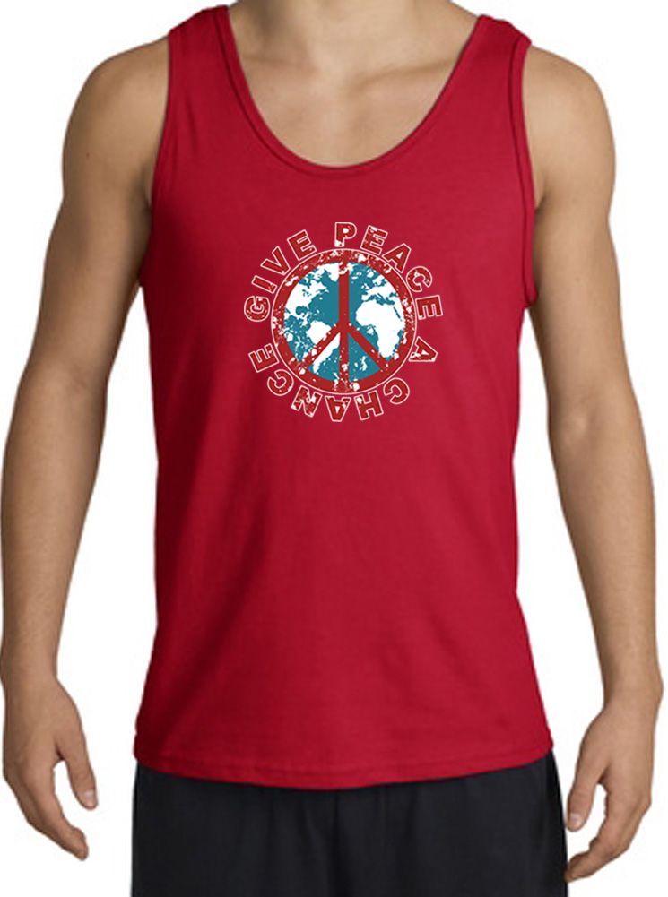 Peace Sign Tank Top - Give Peace A Chance World Tanktops - Red - Peace ...