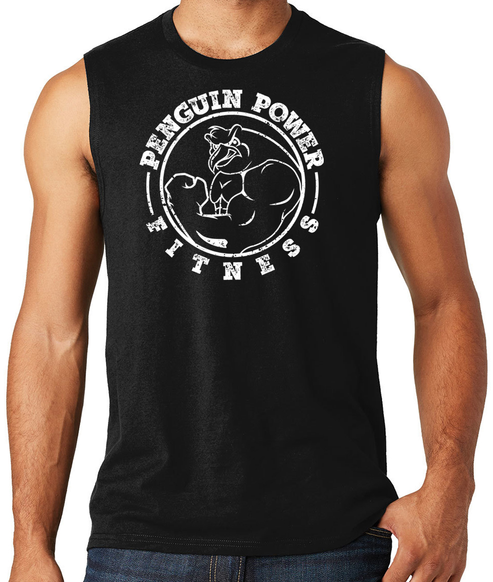 Mens Penguin Power Fitness Muscle Tanktop Gym Shirt - Penguin Power Fitness