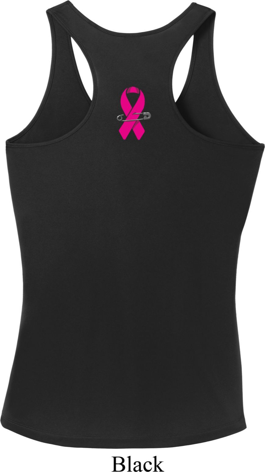 Pink Ribbon Pin Neck Print Ladies Dry Wicking Racerback Tank Top - Pink ...