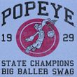 Popeye Shirt Big Baller Swing Adult Light Blue T-Shirt Tee - Popeye Shirts