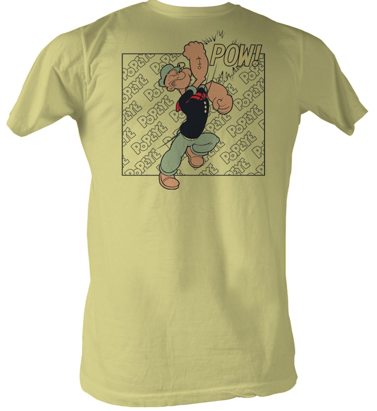 Popeye T-shirt Punching Pow Adult Yellow Tee Shirt - Popeye Shirts