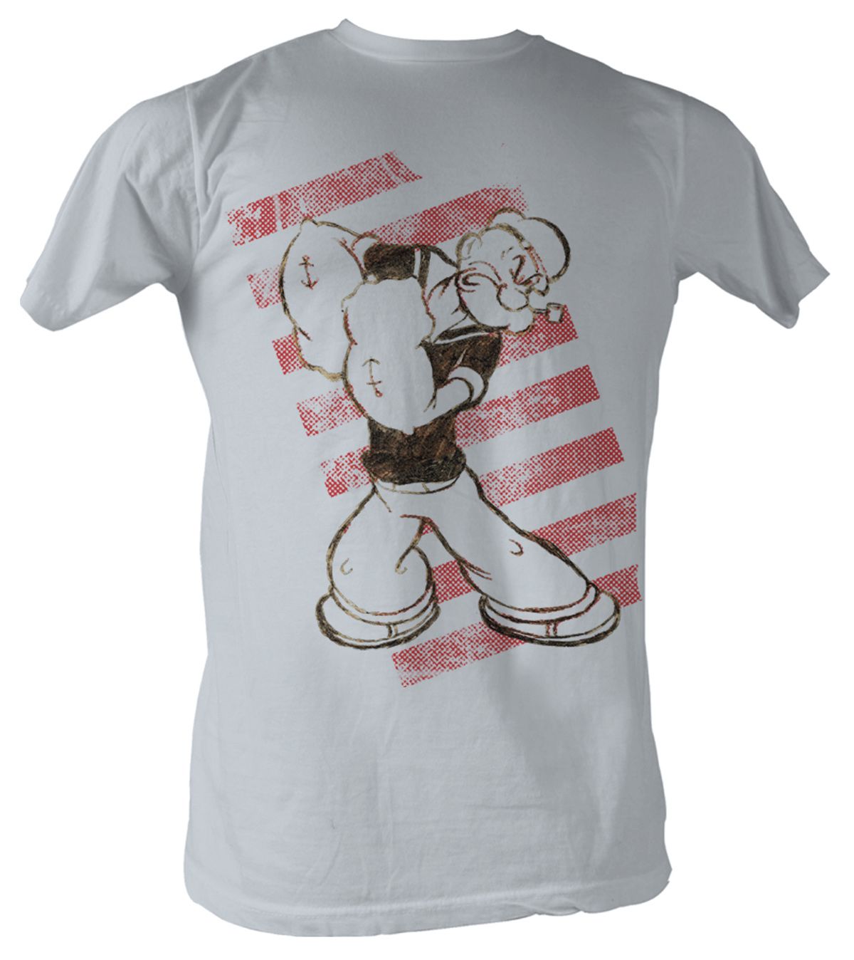 Popeye T shirt The Sailorman Red Stripes Adult Silver Tee Shirt ...