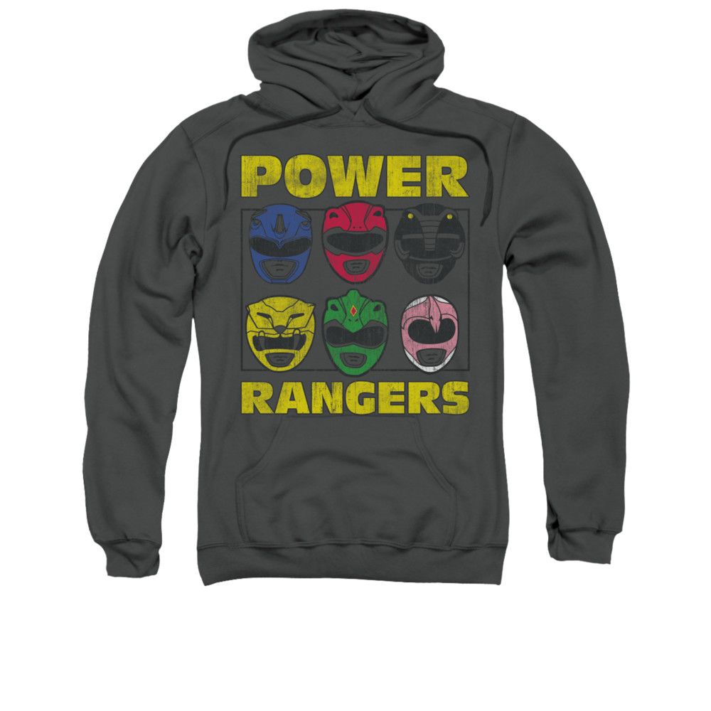 Power Rangers Hoodie Heads Charcoal Sweatshirt Hoody - Power Rangers ...