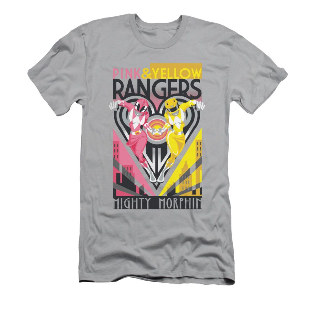 Power Rangers Shirt Slim Fit Pink And Yellow Ranger Silver T-Shirt ...