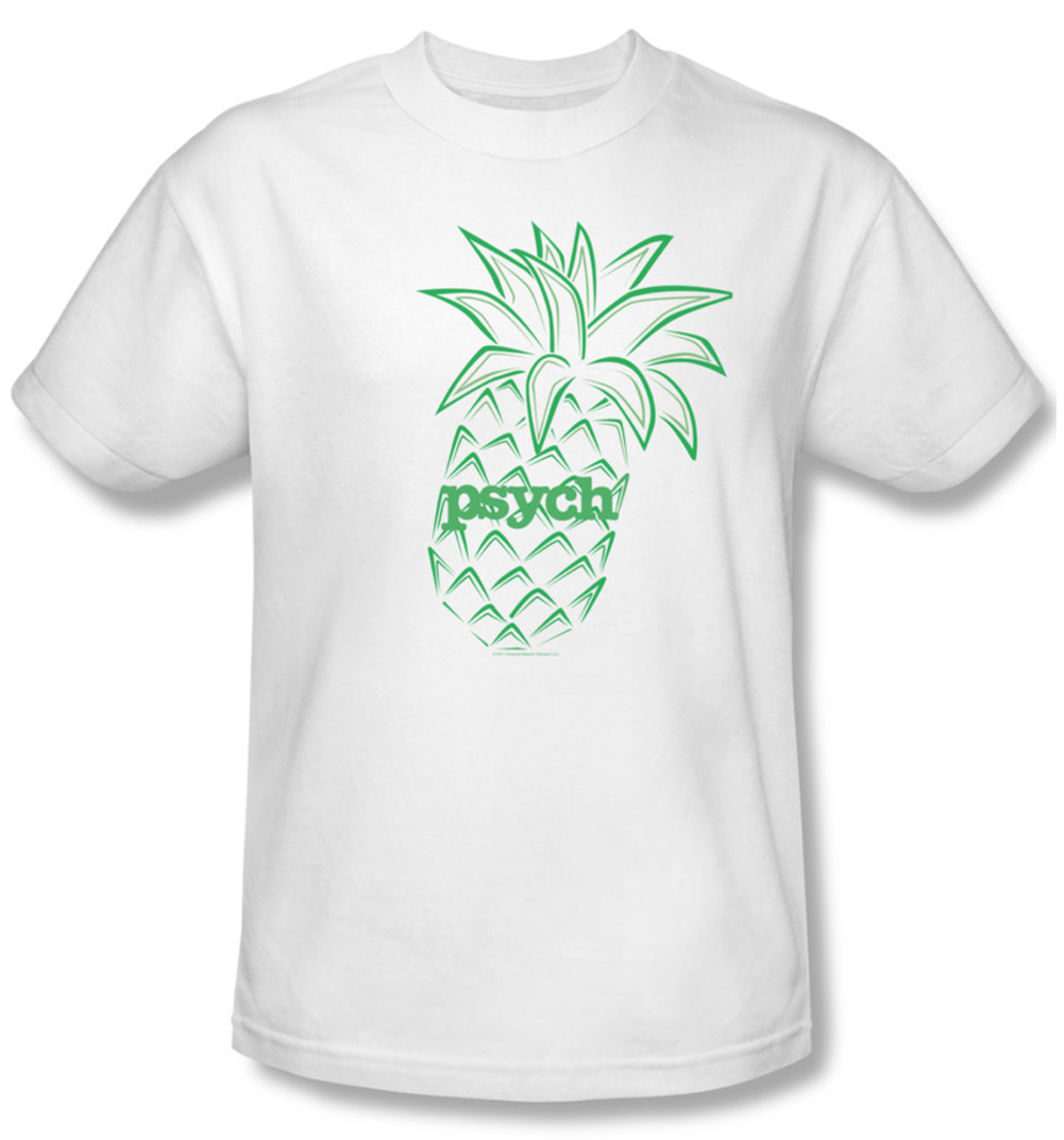 Psych Shirt Pineapple Adult White Tee T-Shirt - Psych Pineapple Shirts