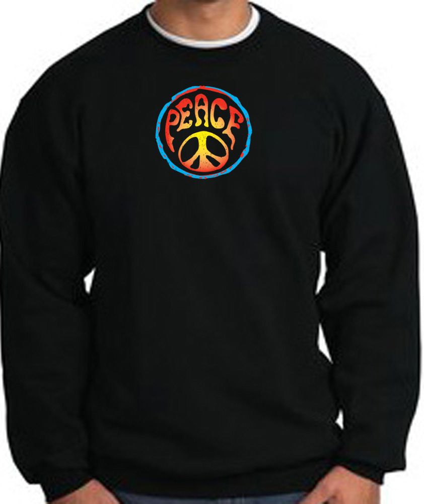 PSYCHEDELIC PEACE World Peace Sign Symbol Adult Sweatshirt - Black ...