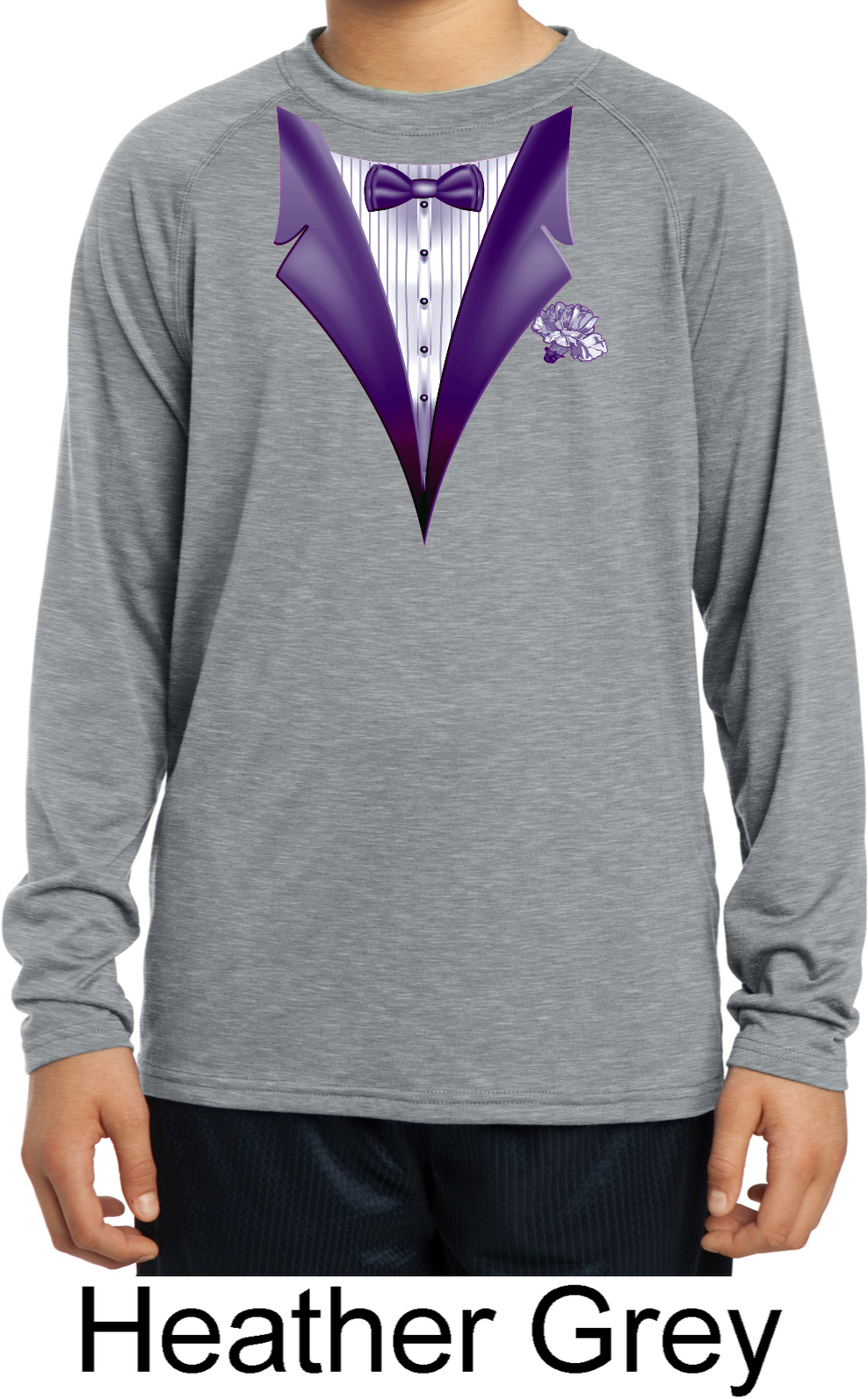 Purple Tuxedo Kids Moisture Wicking Long Sleeve Shirt - Purple Tuxedo ...