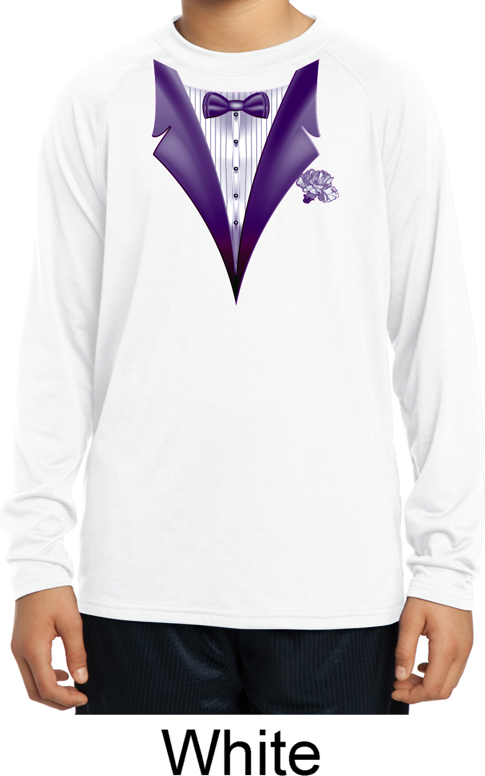 Purple Tuxedo Kids Moisture Wicking Long Sleeve Shirt - Purple Tuxedo ...