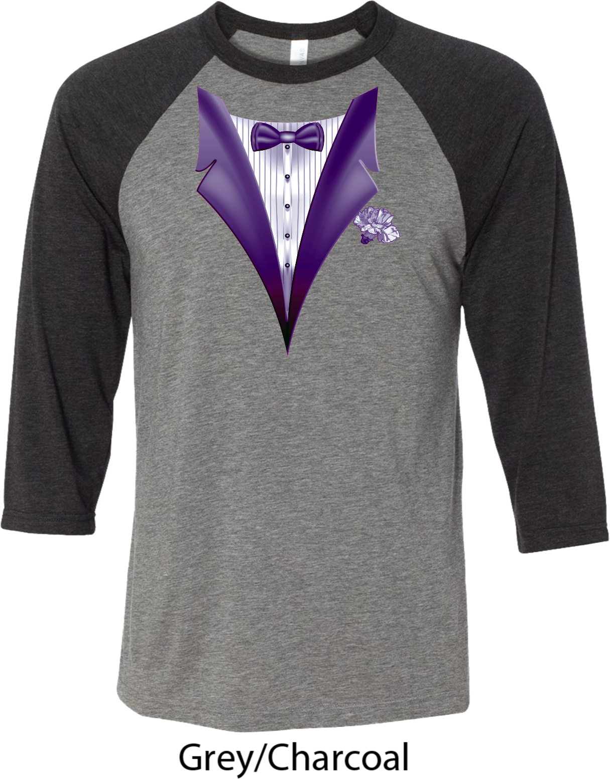 Purple Tuxedo Mens Raglan Shirt - Purple Tuxedo Mens Shirts