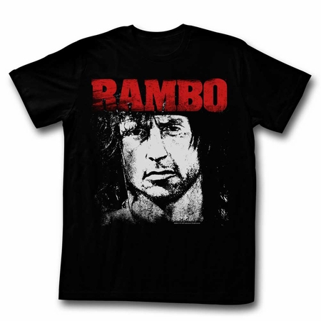 Rambo Shirt Distressed Photo Black T-Shirt - Rambo Shirts
