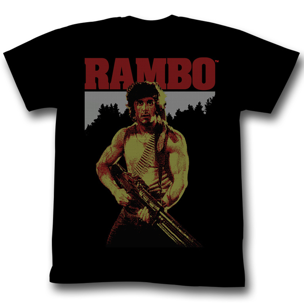 Rambo Shirt Real Rambo Adult Black Tee T-Shirt - Rambo Shirts