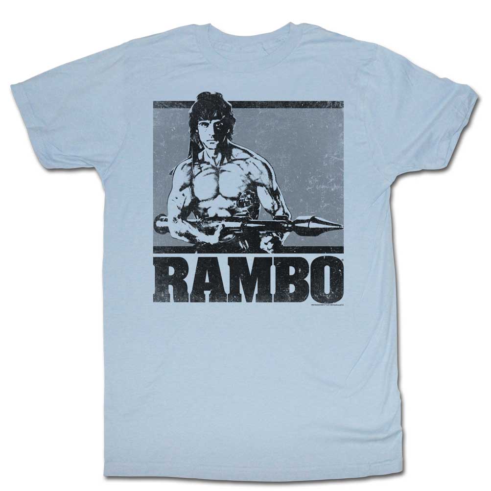 Rambo Shirt Rocket Launcher Light Blue T-Shirt - Rambo Shirts