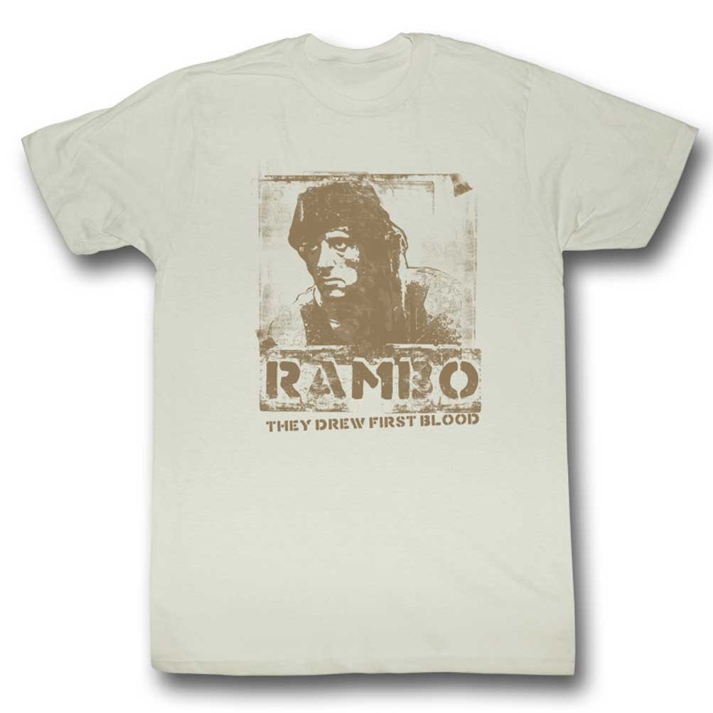 Rambo Shirt They Drew First Blood Off White T-Shirt - Rambo Shirts