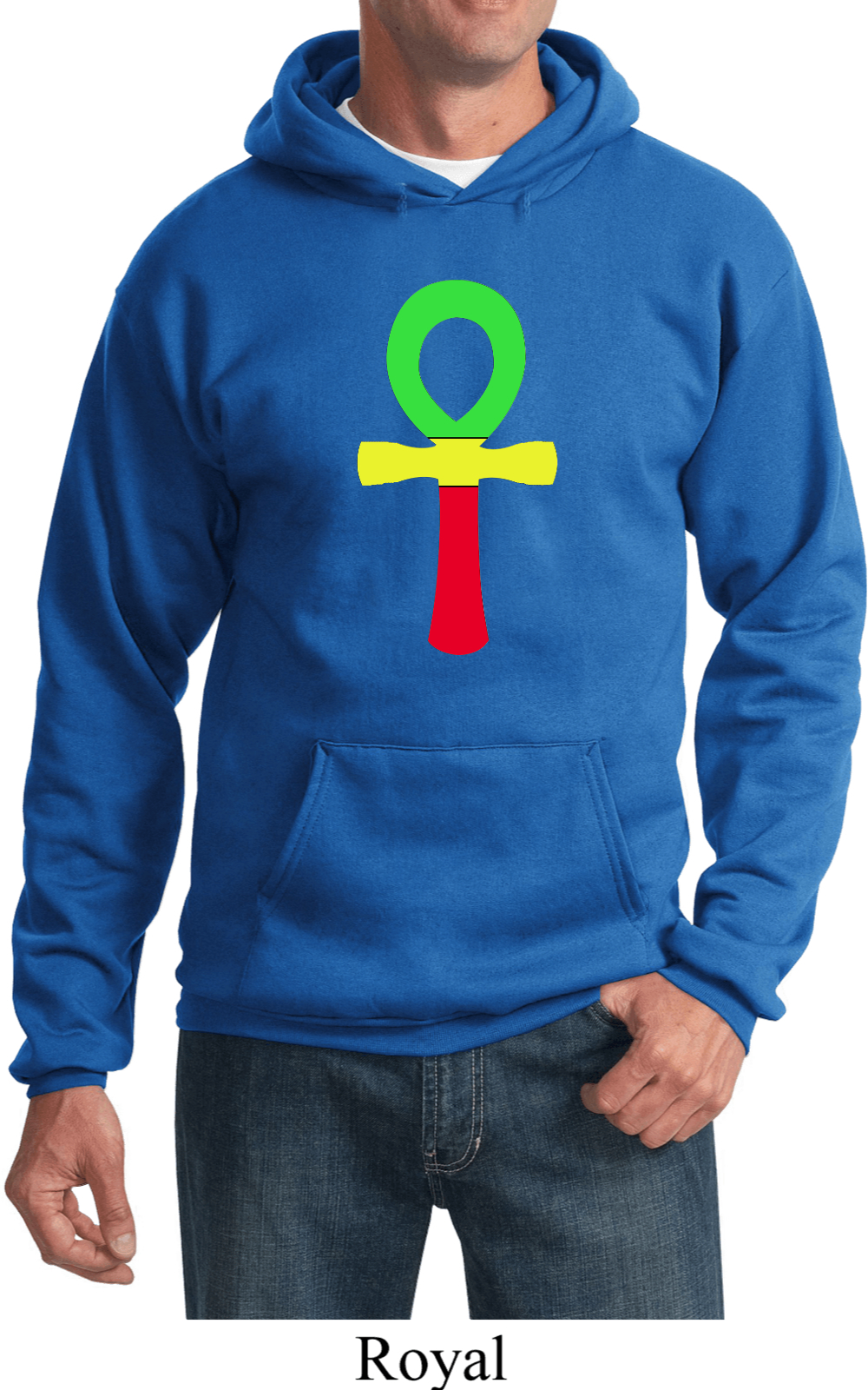 Rasta Ankh Hoodie - Rasta Ankh Mens Shirts