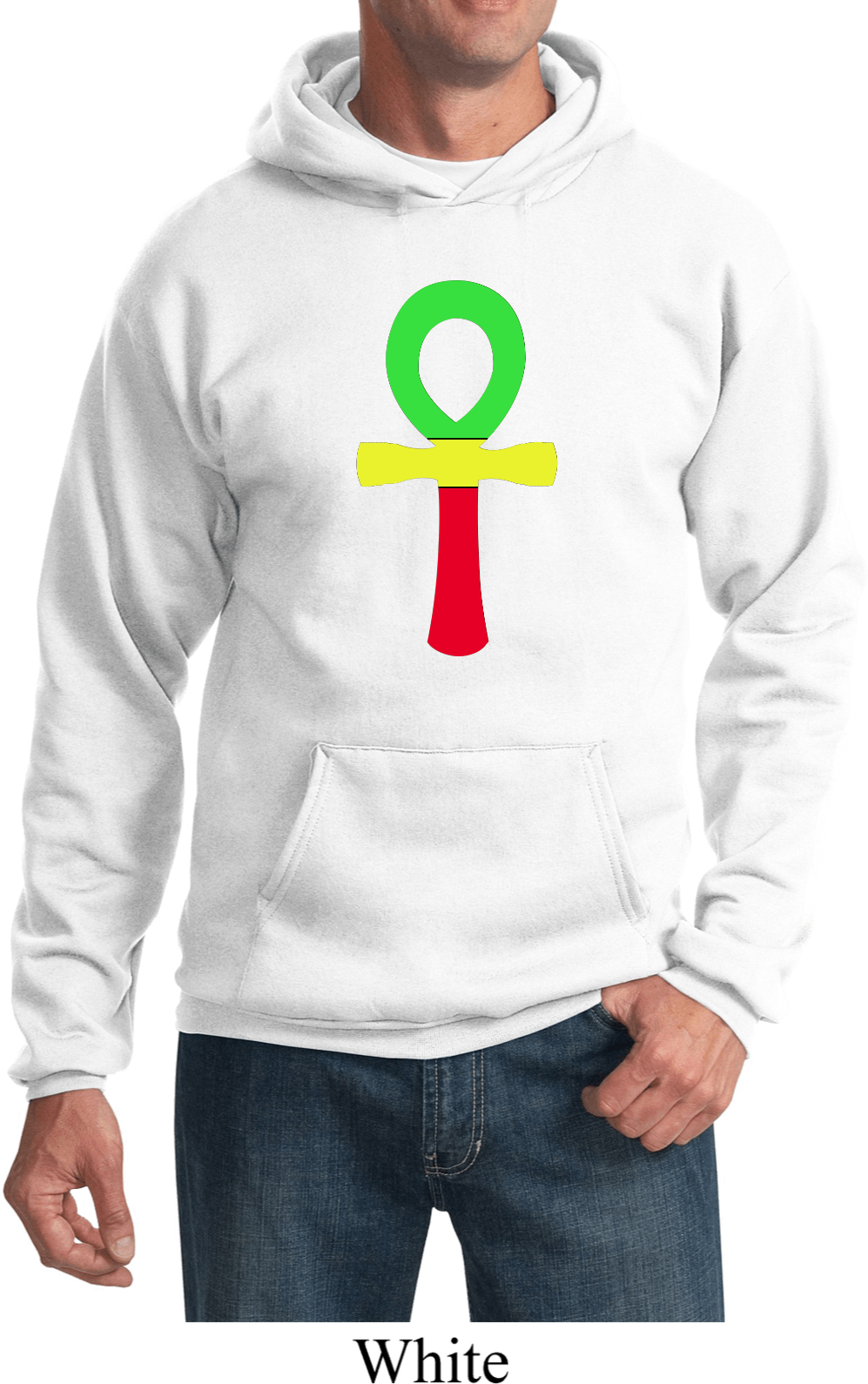 Rasta Ankh Hoodie - Rasta Ankh Mens Shirts