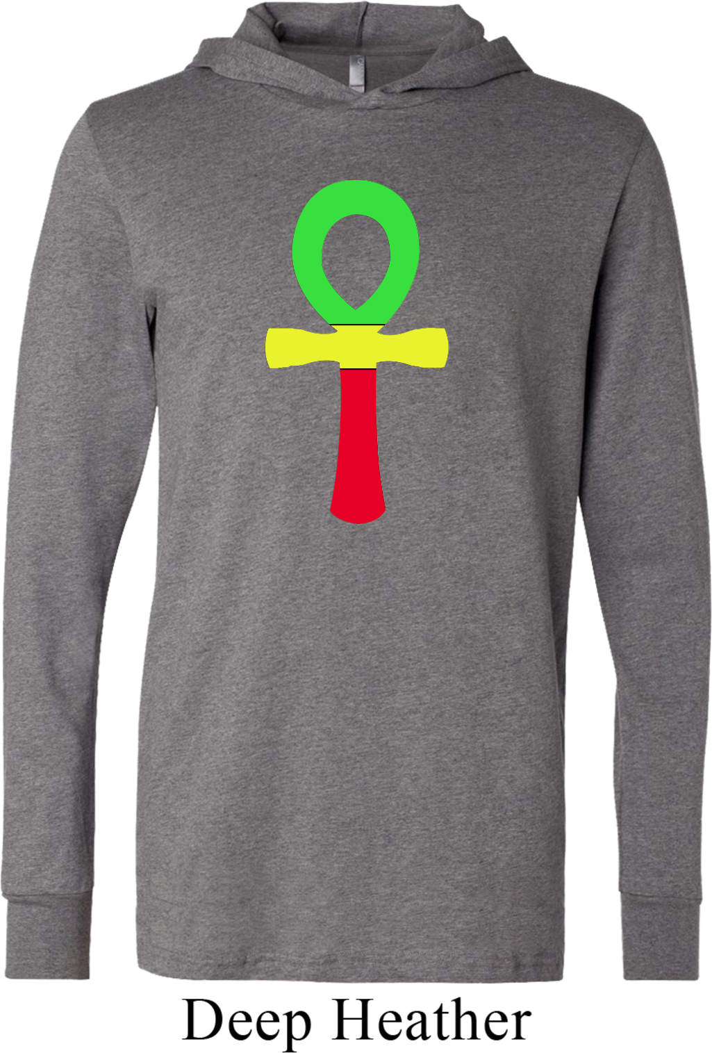 Rasta Ankh Lightweight Hoodie Tee - Rasta Ankh Mens Shirts