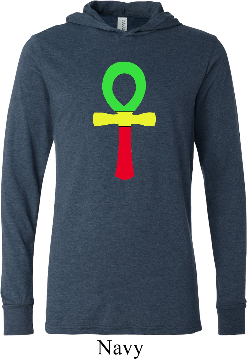 Rasta Ankh Lightweight Hoodie Tee - Rasta Ankh Mens Shirts