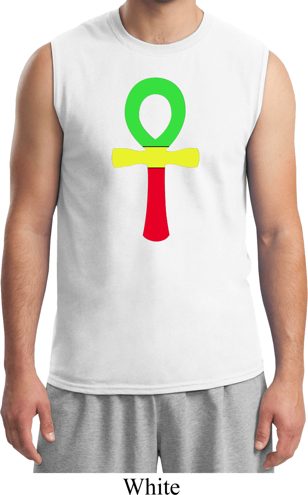 Rasta Ankh Mens Muscle Shirt - Rasta Ankh Mens Shirts Rasta Ankh Mens Muscle Shirt - Rasta Ankh Mens Shirts