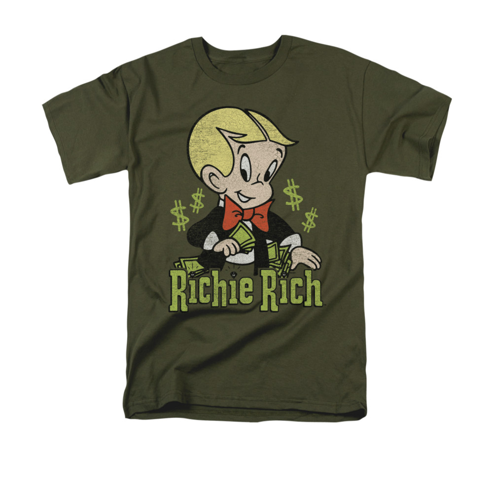 Richie Rich Shirt Logo Olive Green T-Shirt - Richie Rich Logo Shirts