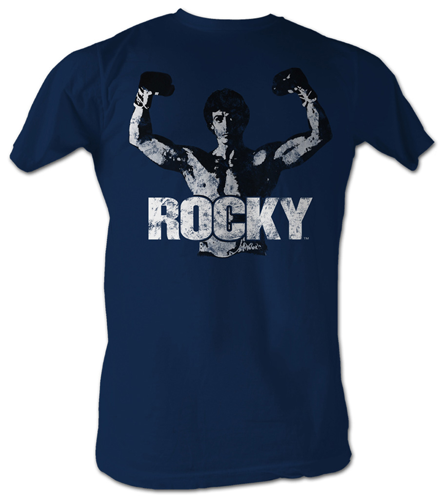 Rocky T-shirt Classic Rocky Movie Adult Navy Tee Shirt - Rocky Adult Shirts