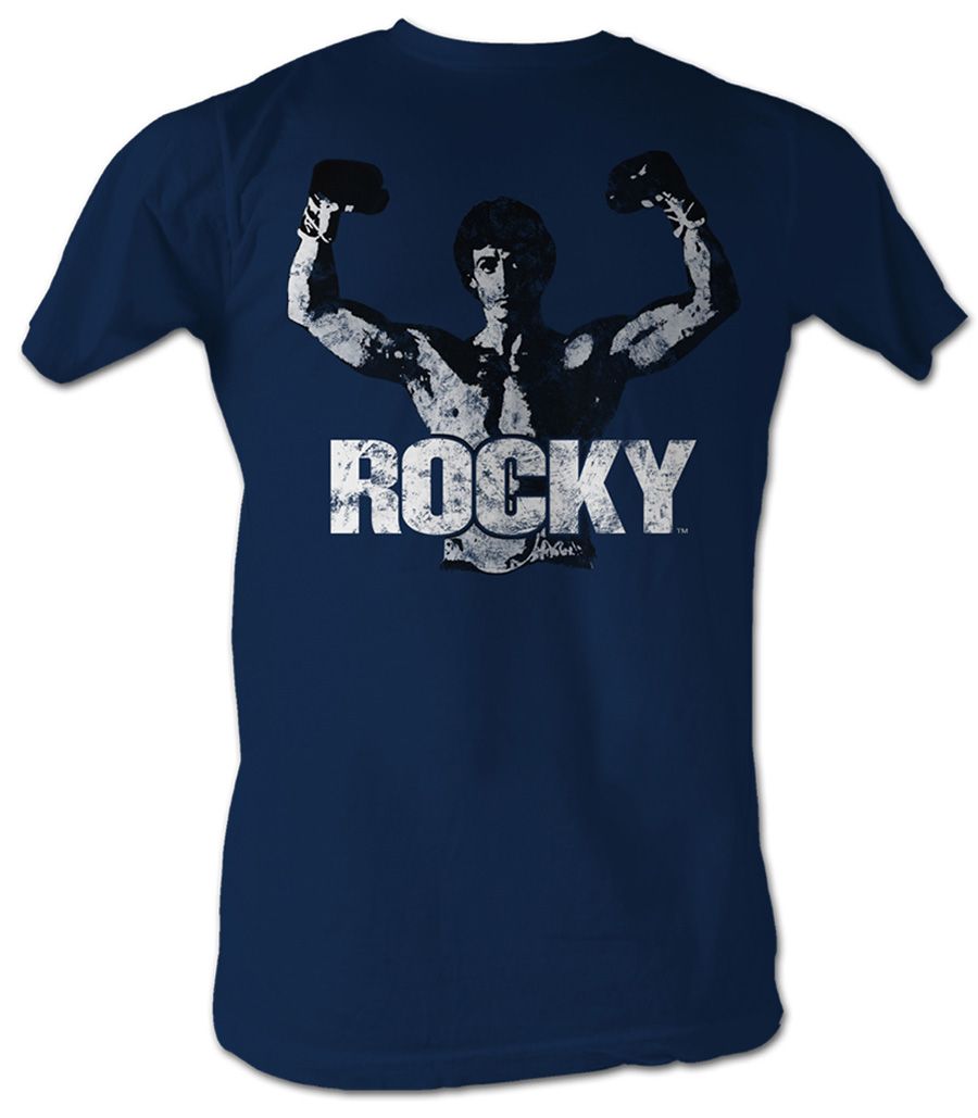 Rocky T-shirt Classic Rocky Movie Adult Navy Tee Shirt - Rocky Adult Shirts
